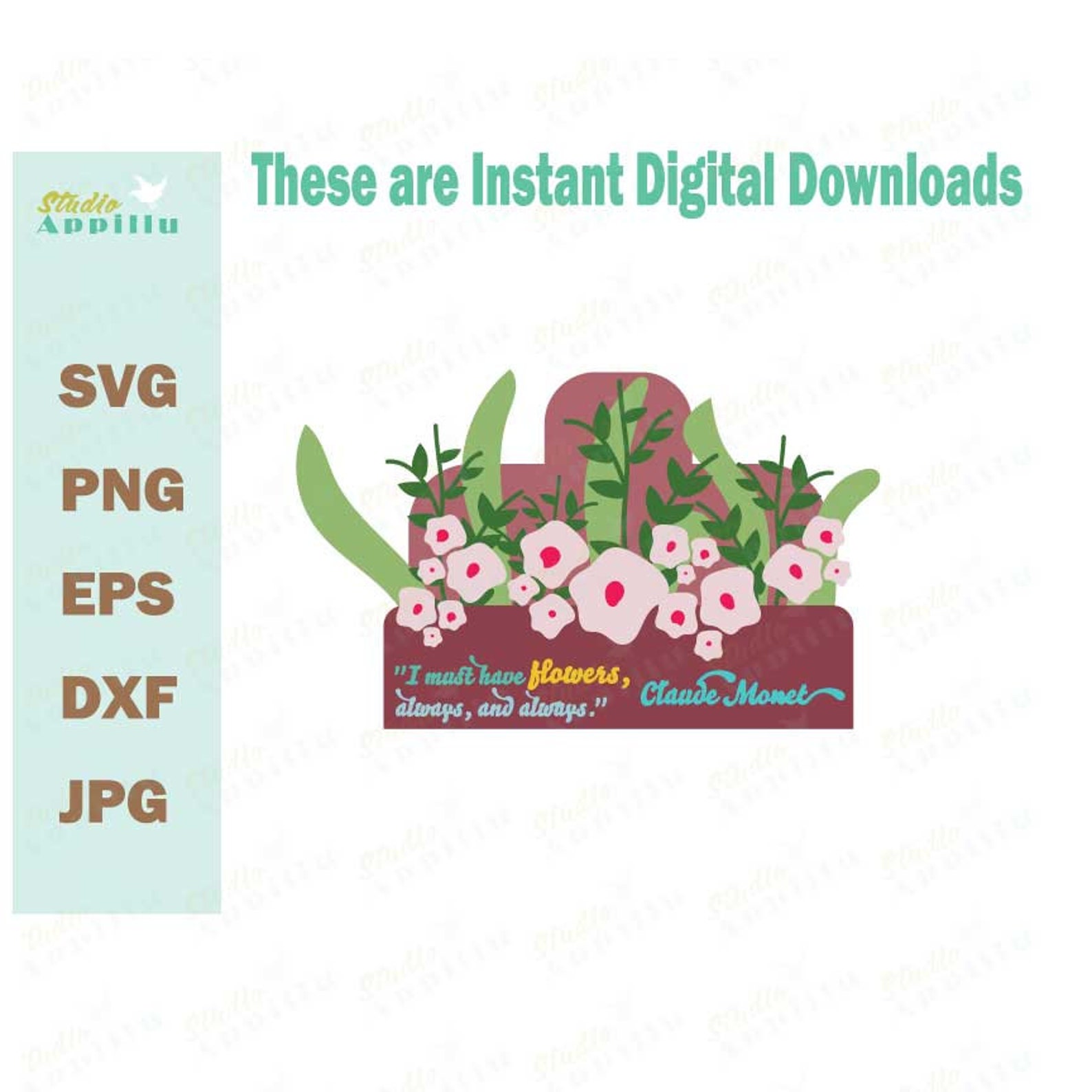 Flower Box SVG I Planter Box SVG I Layered Flower SVG I Flowers Clip ...