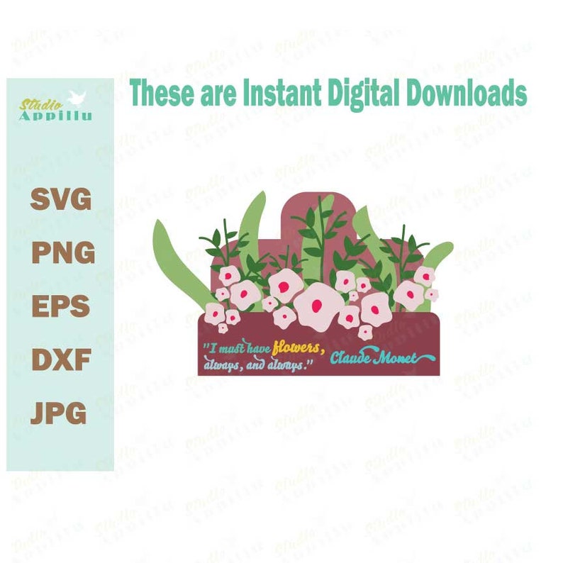Flower Box SVG I Planter Box SVG I Layered Flower SVG I Flowers Clip ...