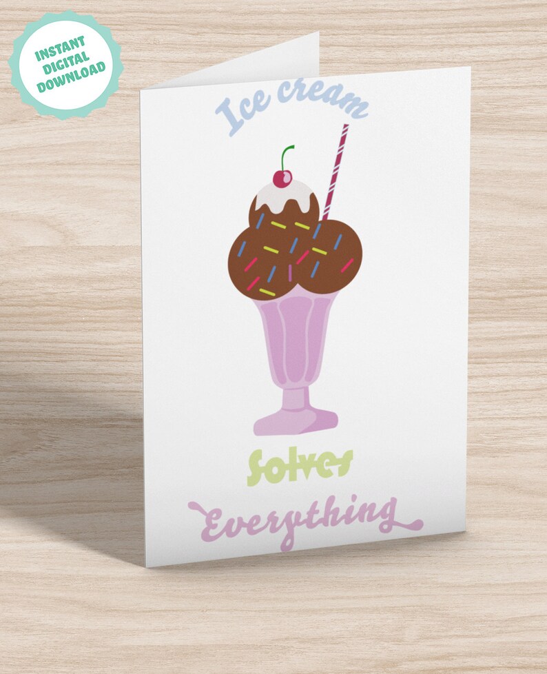 Chocolate Sundae SVG I Ice Cream Solves Everything SVG I Ice Cream ...