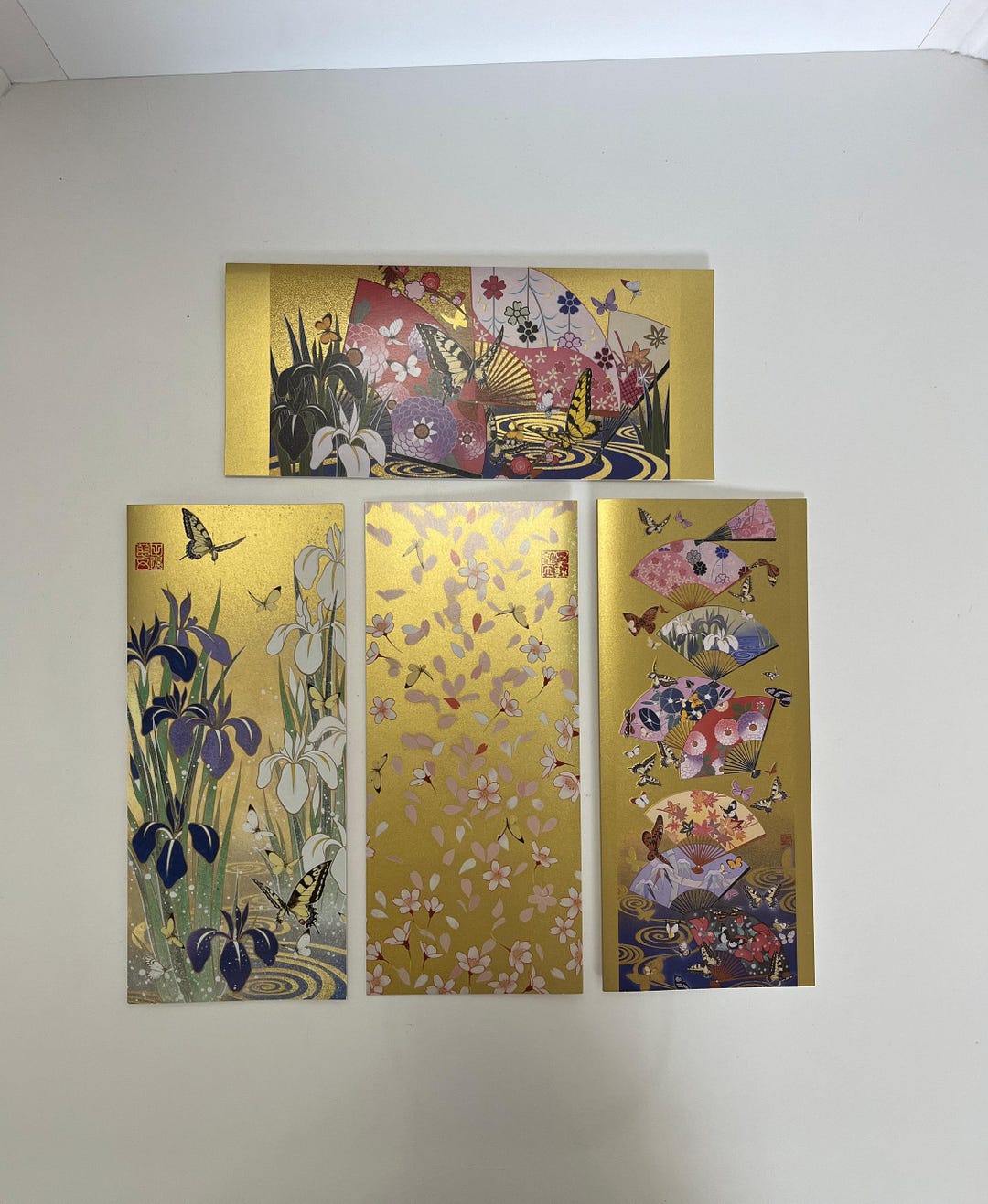 Set of 4 Vintage Papyrus Folded Notecards-japanese Spring Water Garden ...