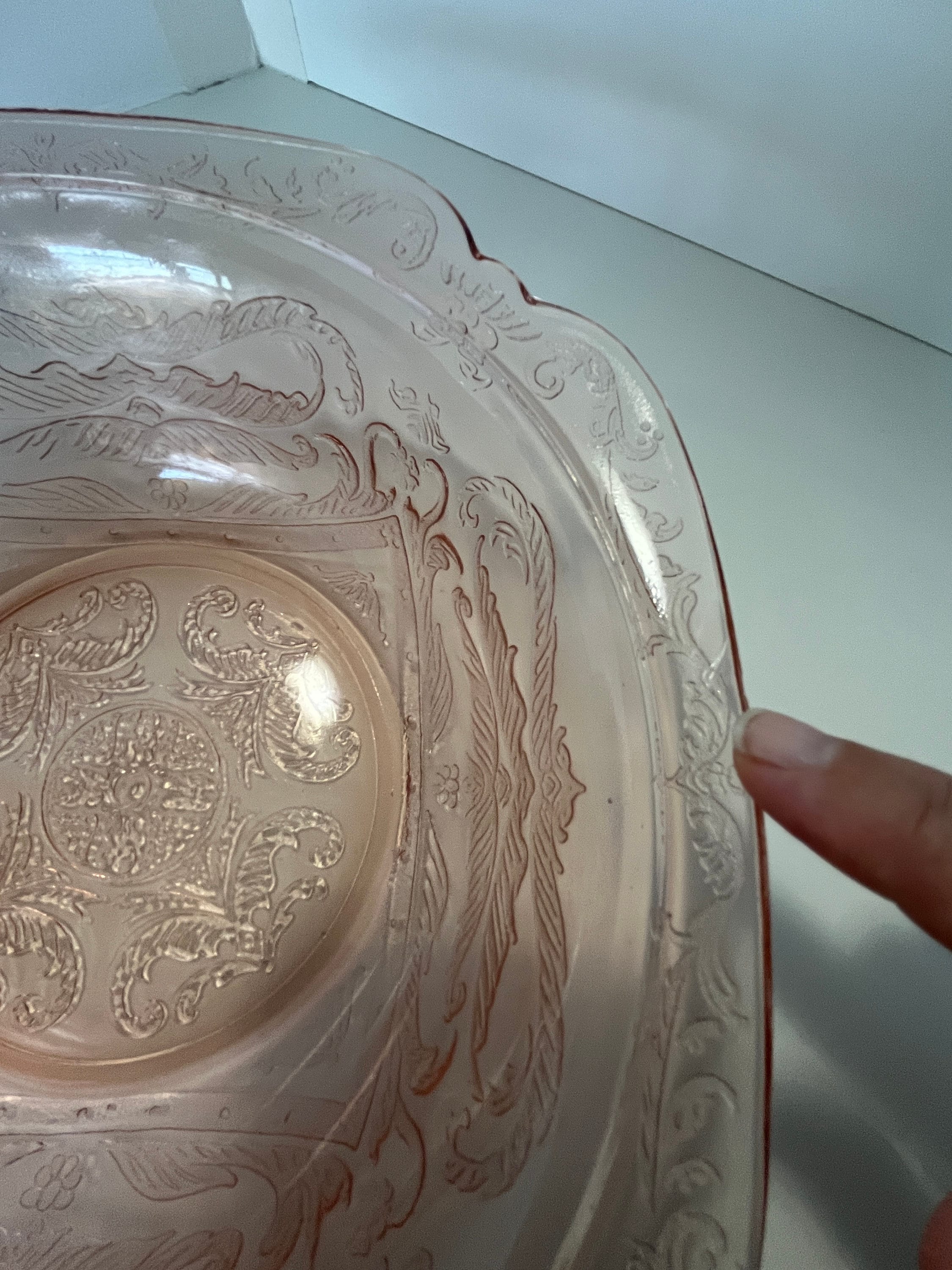 Large and Deep Pink Depression Glass Bowl in the Madrid Pattern by ...