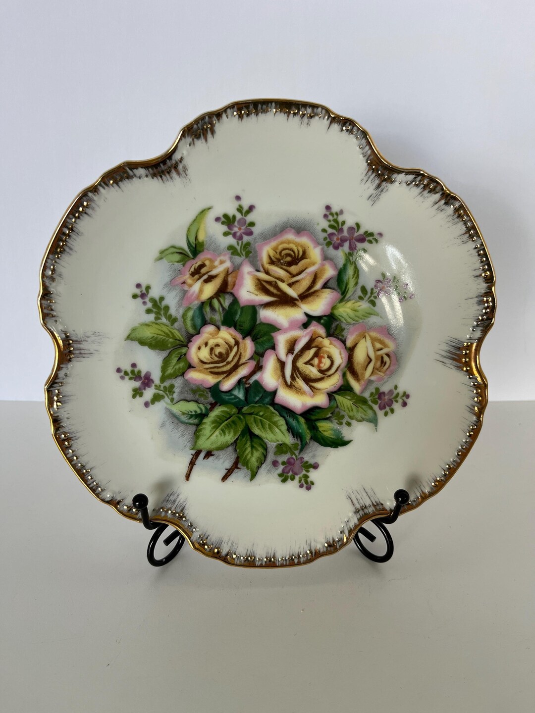 Vintage Lipper and Mann Flower Plate/cake Stand Topper I Made in Japan ...