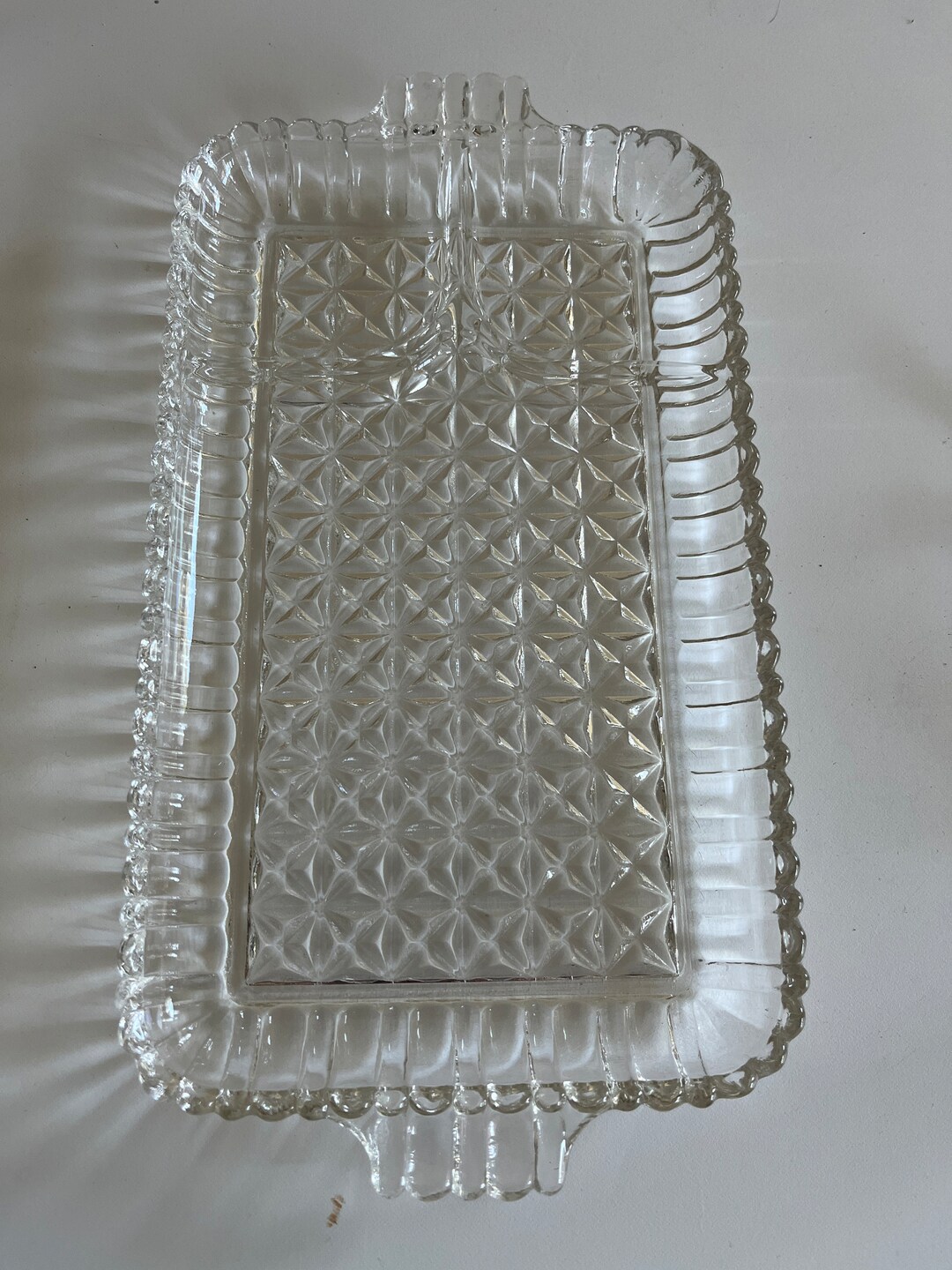 Set of 4/anchor Hocking 1950s Serva-tray/clear Pressed Glass Serving ...