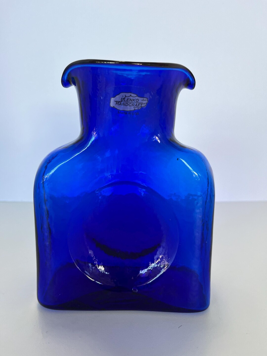 Blenko Cobalt Blue Mini Water Bottle 16oz 384m/foil Sticker ...