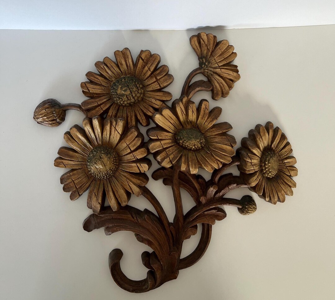 Vintage Syroco Wood Flower Wall Hanging Decor/syroco Wall Art 1965 ...