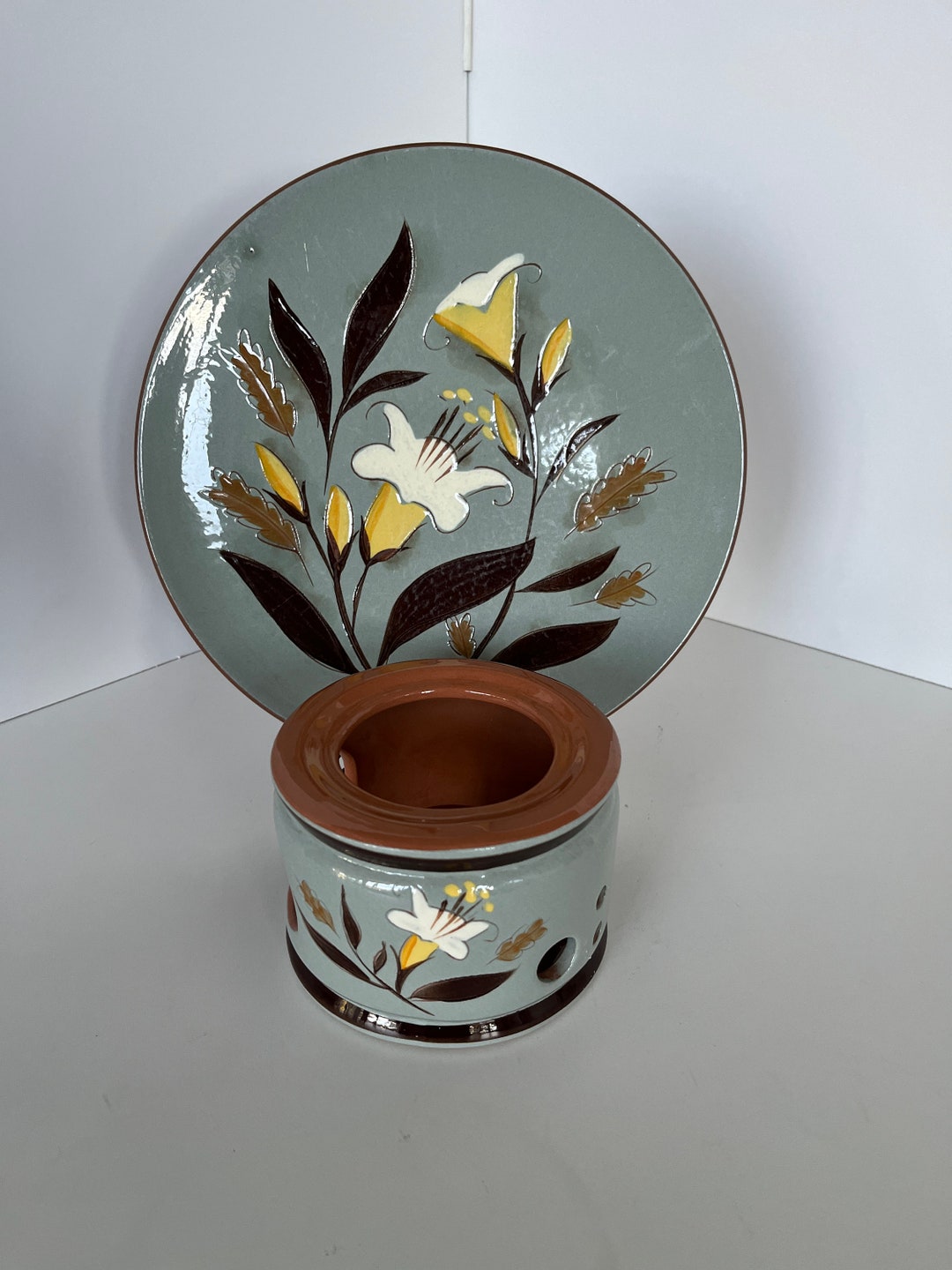 Stangl Dinner Plate and Warming Stand/golden Harvest Pattern/vintage ...