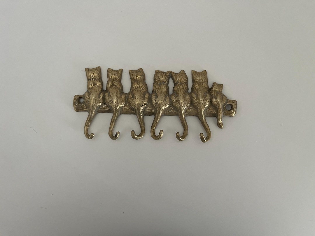 Vintage Brass Cat Wall Hook/cat Key Holder/gold Kitten Key Holder/cat ...