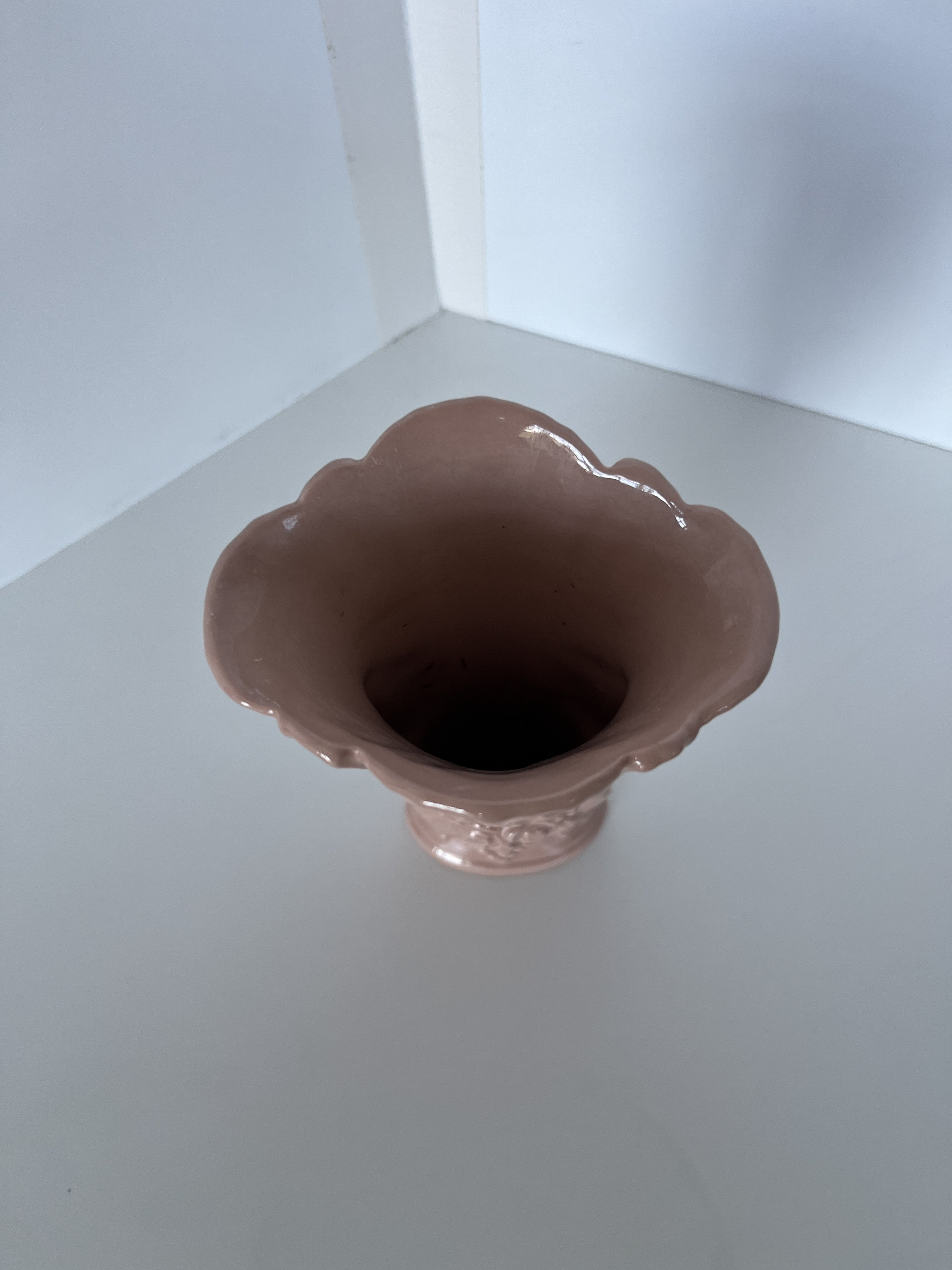 Vintage Art Deco Pink Pottery Flared Rim Flower Vase/tulip Shaped/pink ...