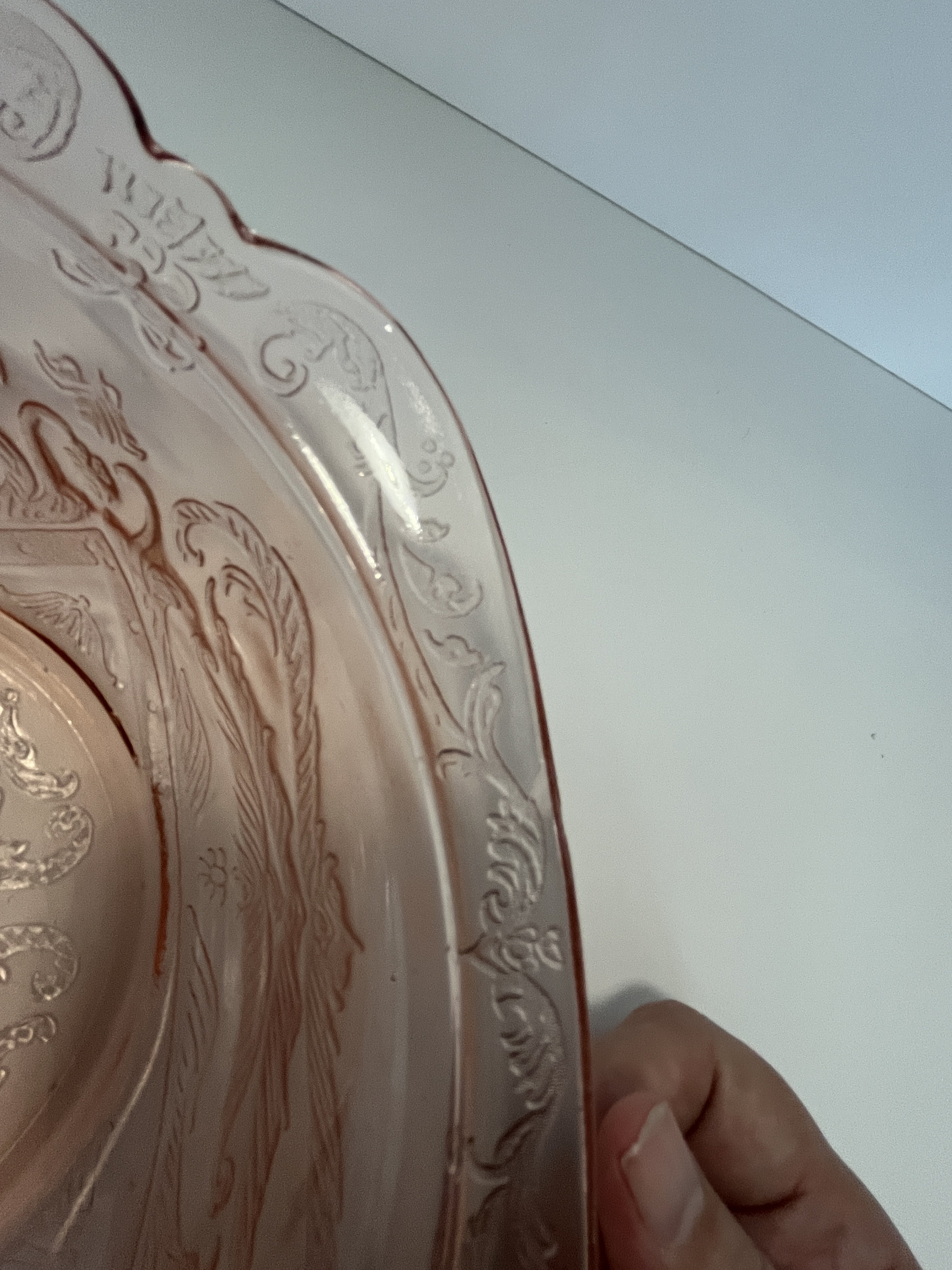 Large and Deep Pink Depression Glass Bowl in the Madrid Pattern by ...