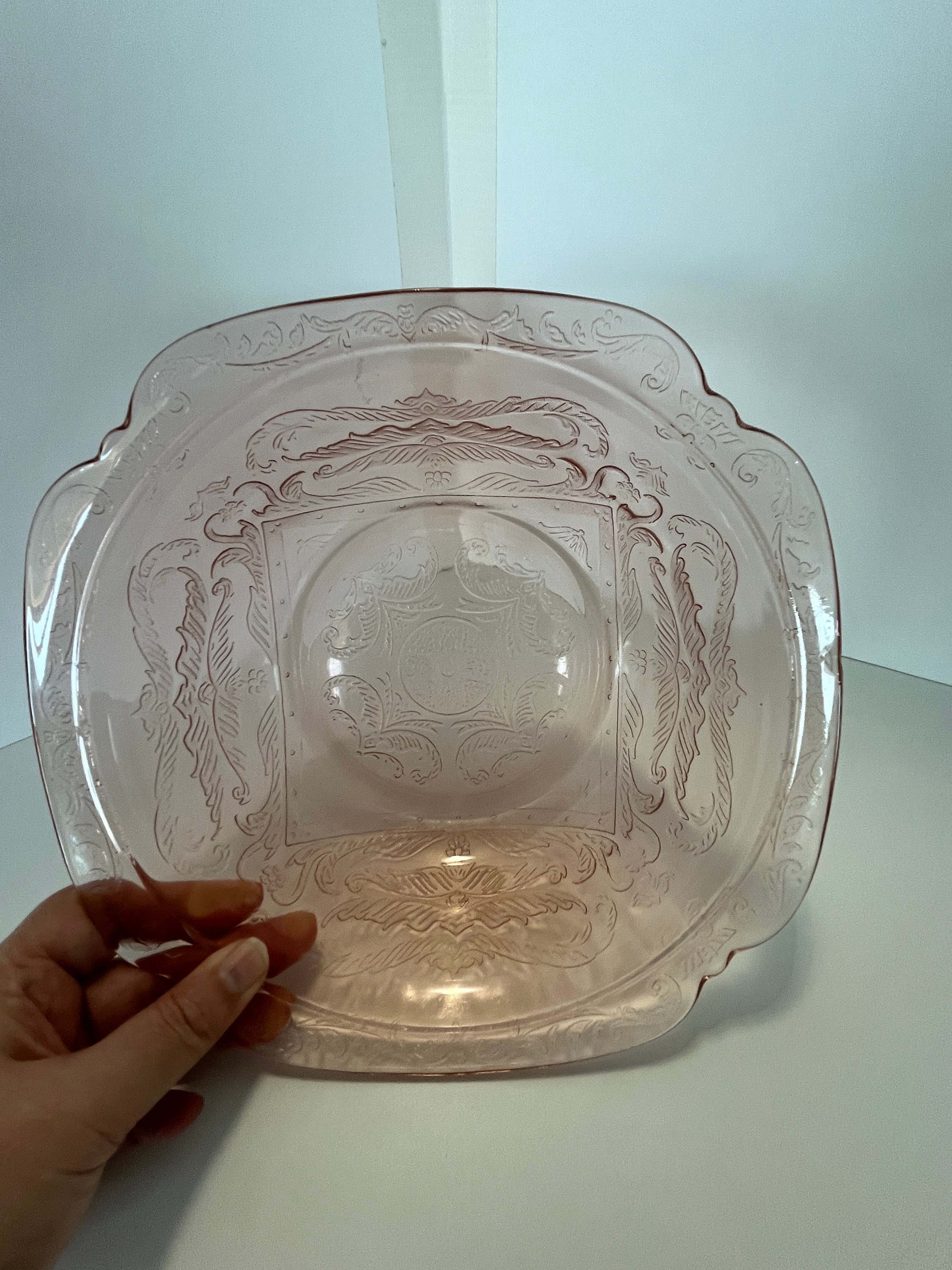 Large and Deep Pink Depression Glass Bowl in the Madrid Pattern by ...