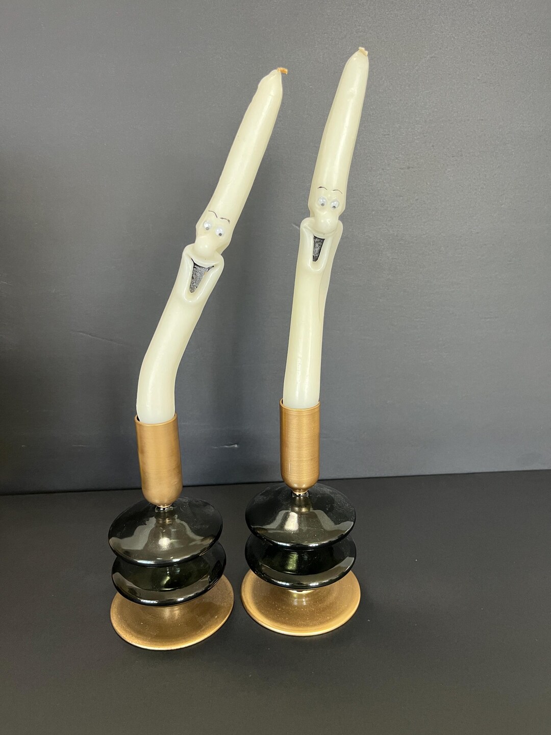 Set of 2 Halloween Ghost Taper Candles/retro Ghost Candlesticks/spooky ...