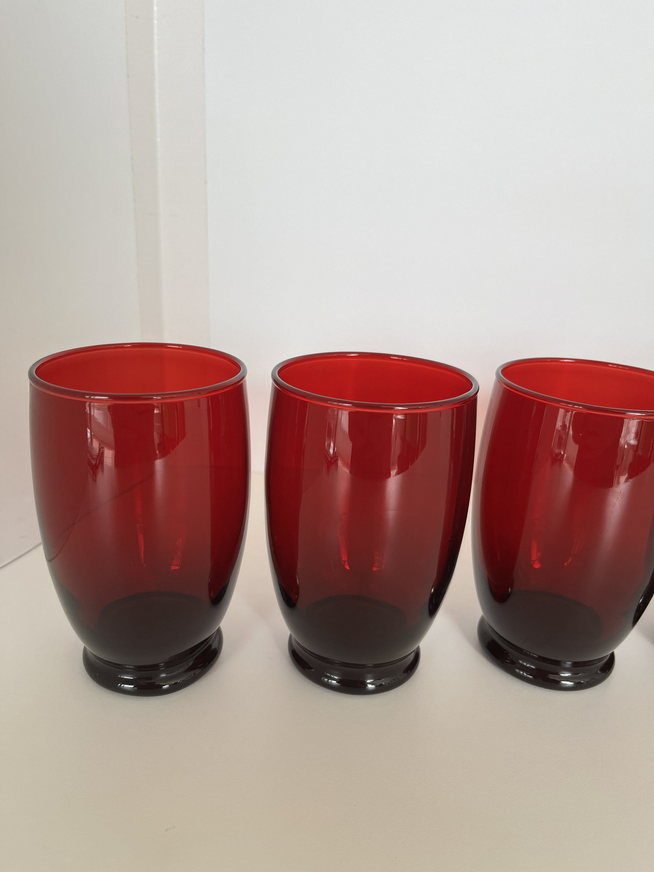 Set of 6 Vintage baltic Royal Ruby Red Glass Tumblers by Anchor Hocking ...