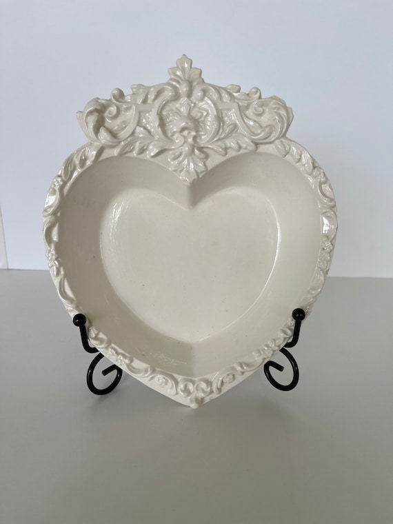Ceramic Heart Dish made in 1968/Glazed Heart Dish/Val… - Gem