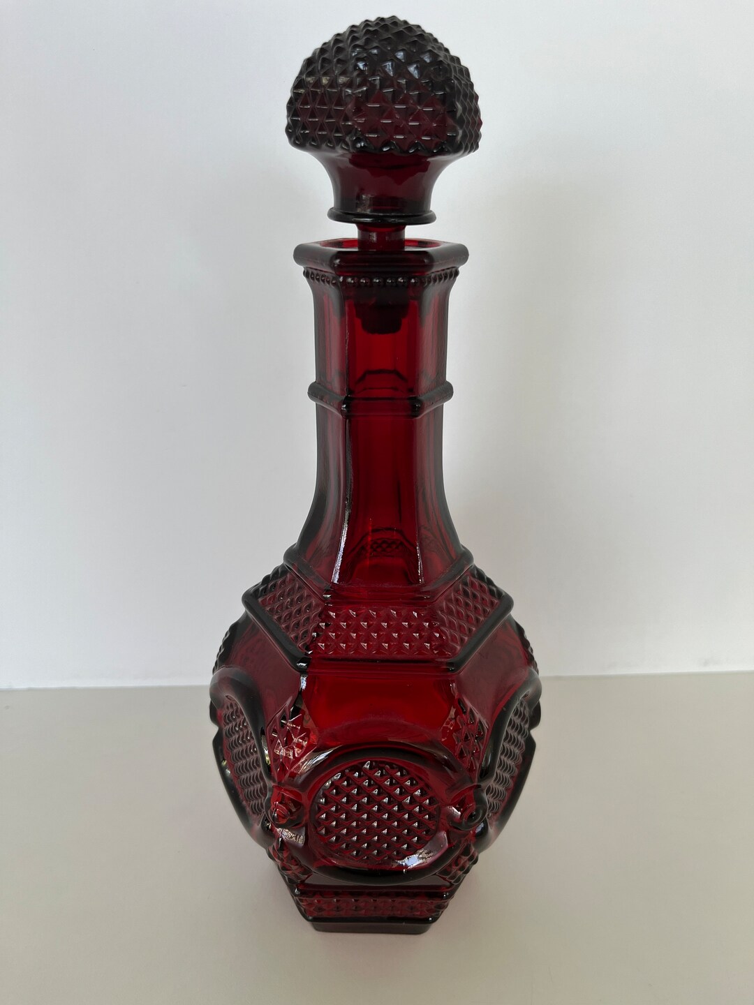Vintage Ruby Red Glass cape Cod AVON Decanter & Stopper/avon 1876 Cape ...