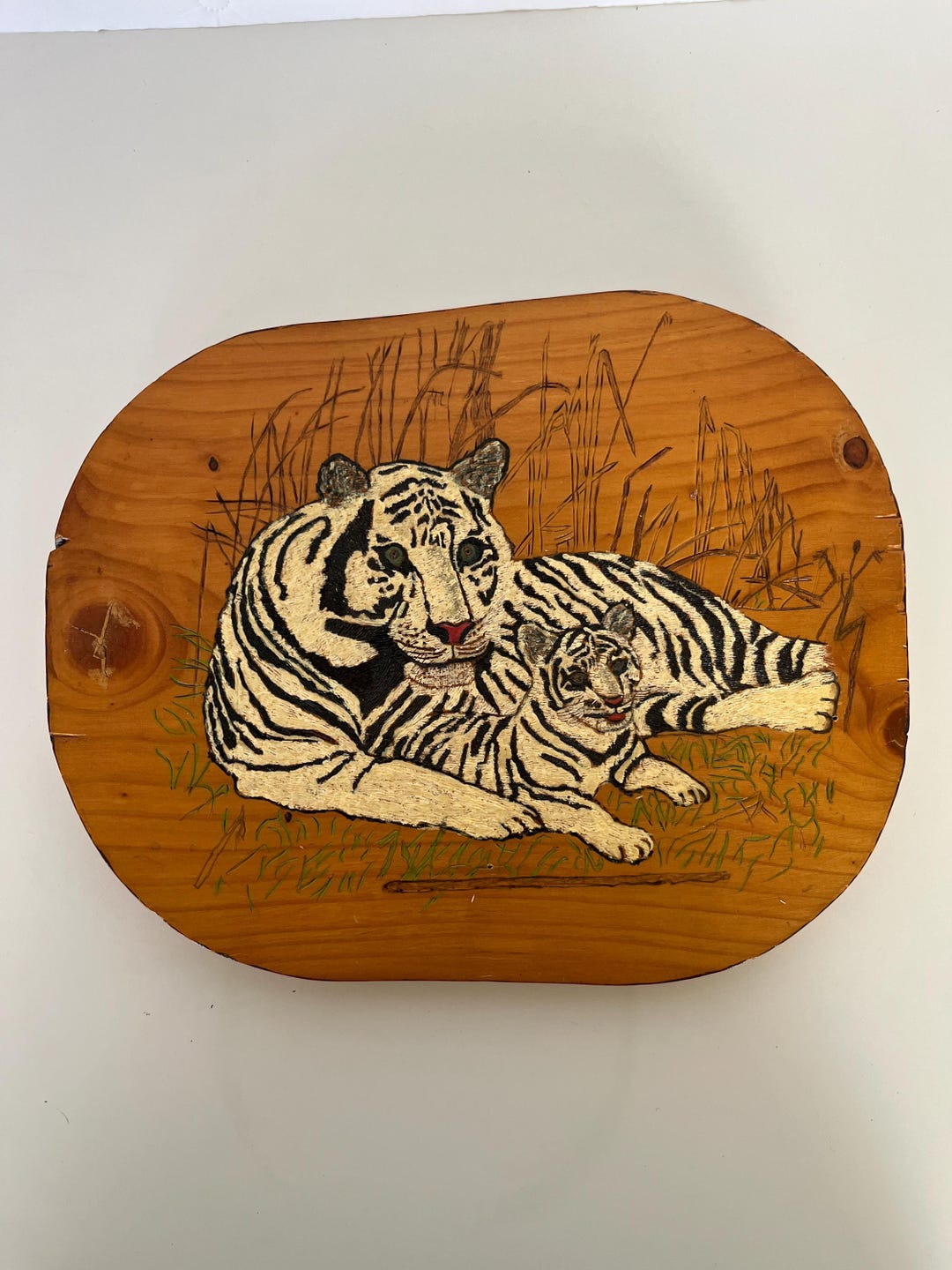 Tiger Family Wood Wall Hanging Plaque/asymmetrical Wall Art/tiger Art ...