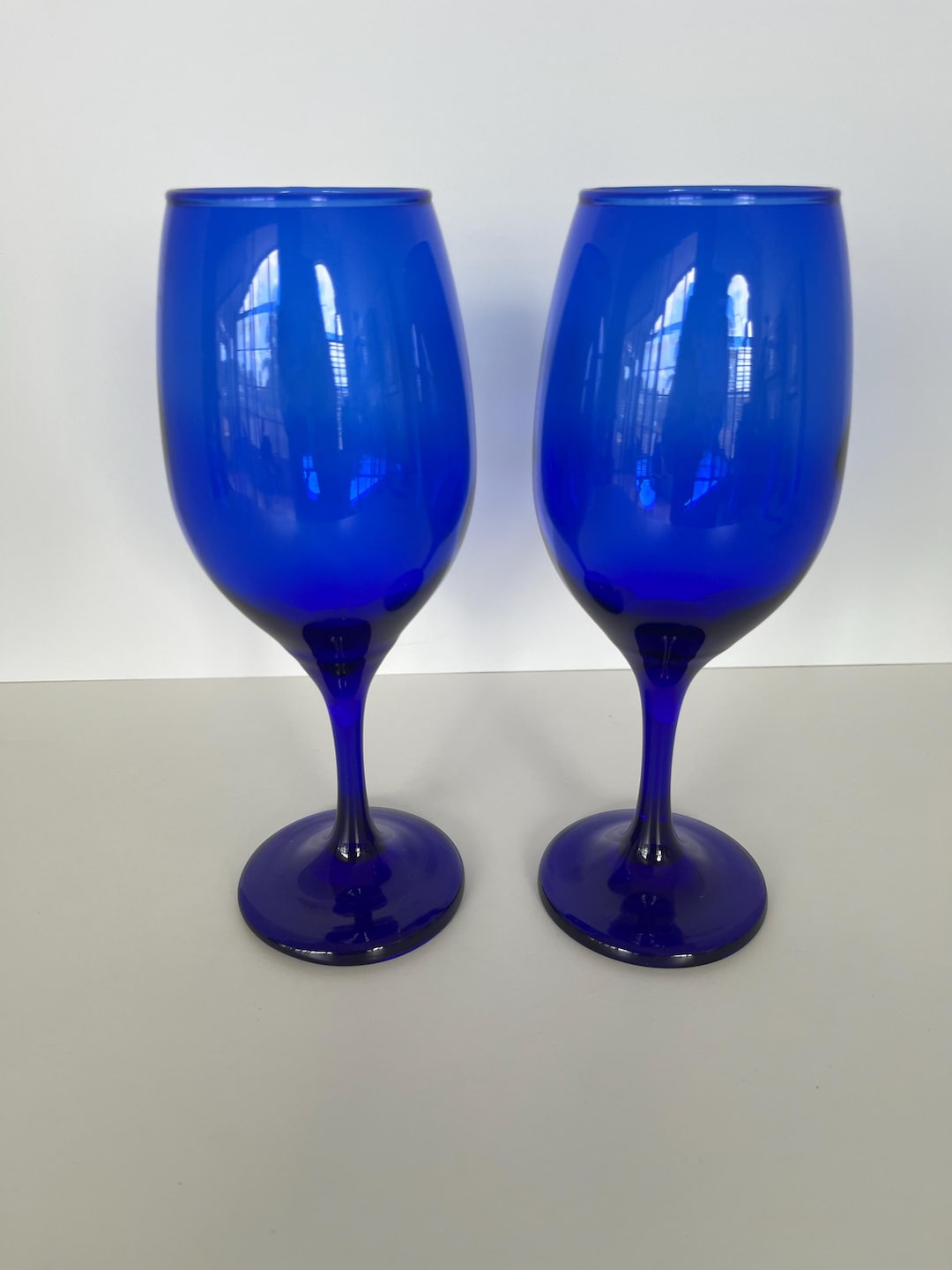 Set of 2 Vintage Cristar 13oz Cobalt Riojar Wine Glasses/made in ...