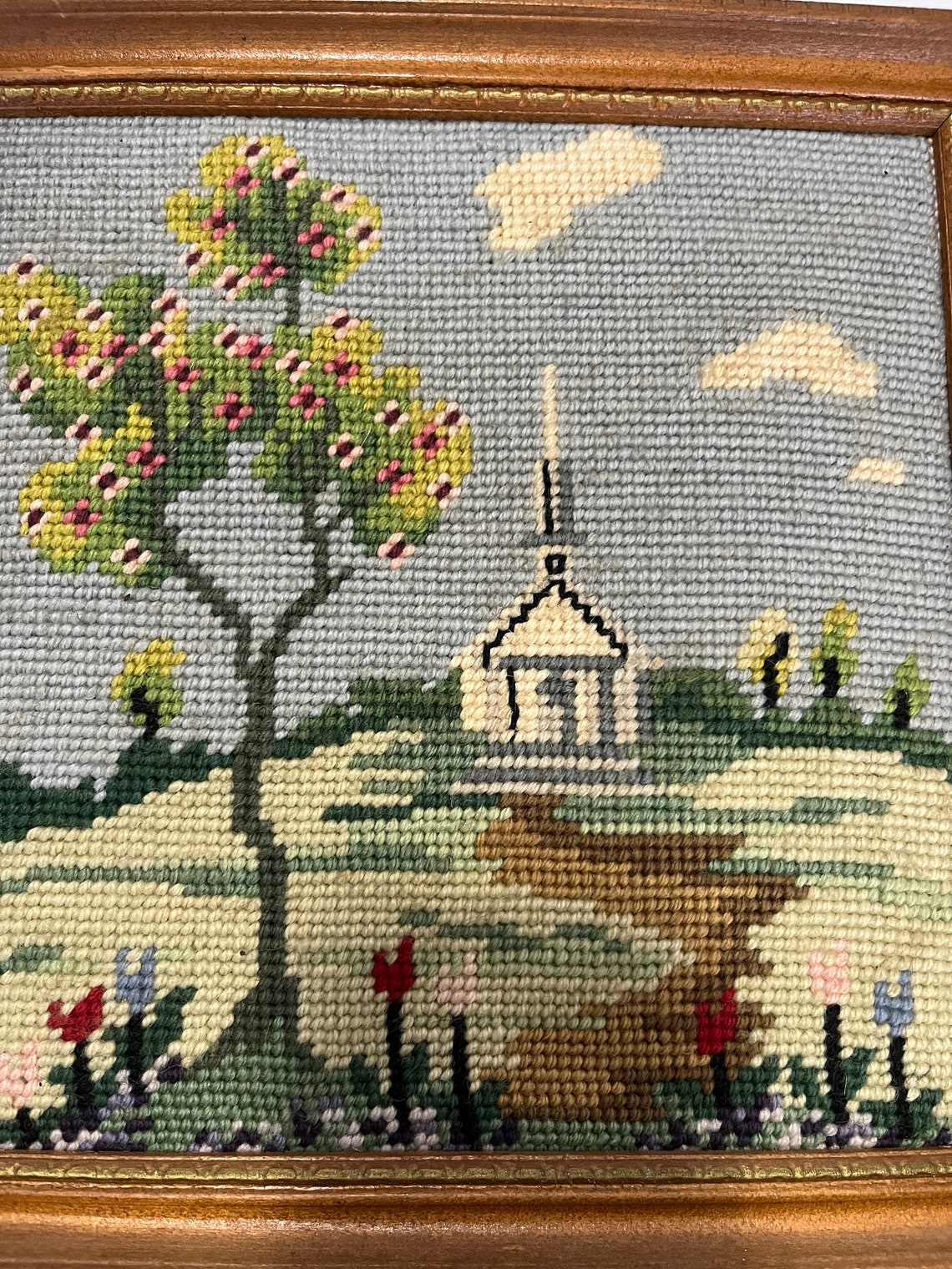 Vintage Framed Needlepoint of Church/style by - Etsy