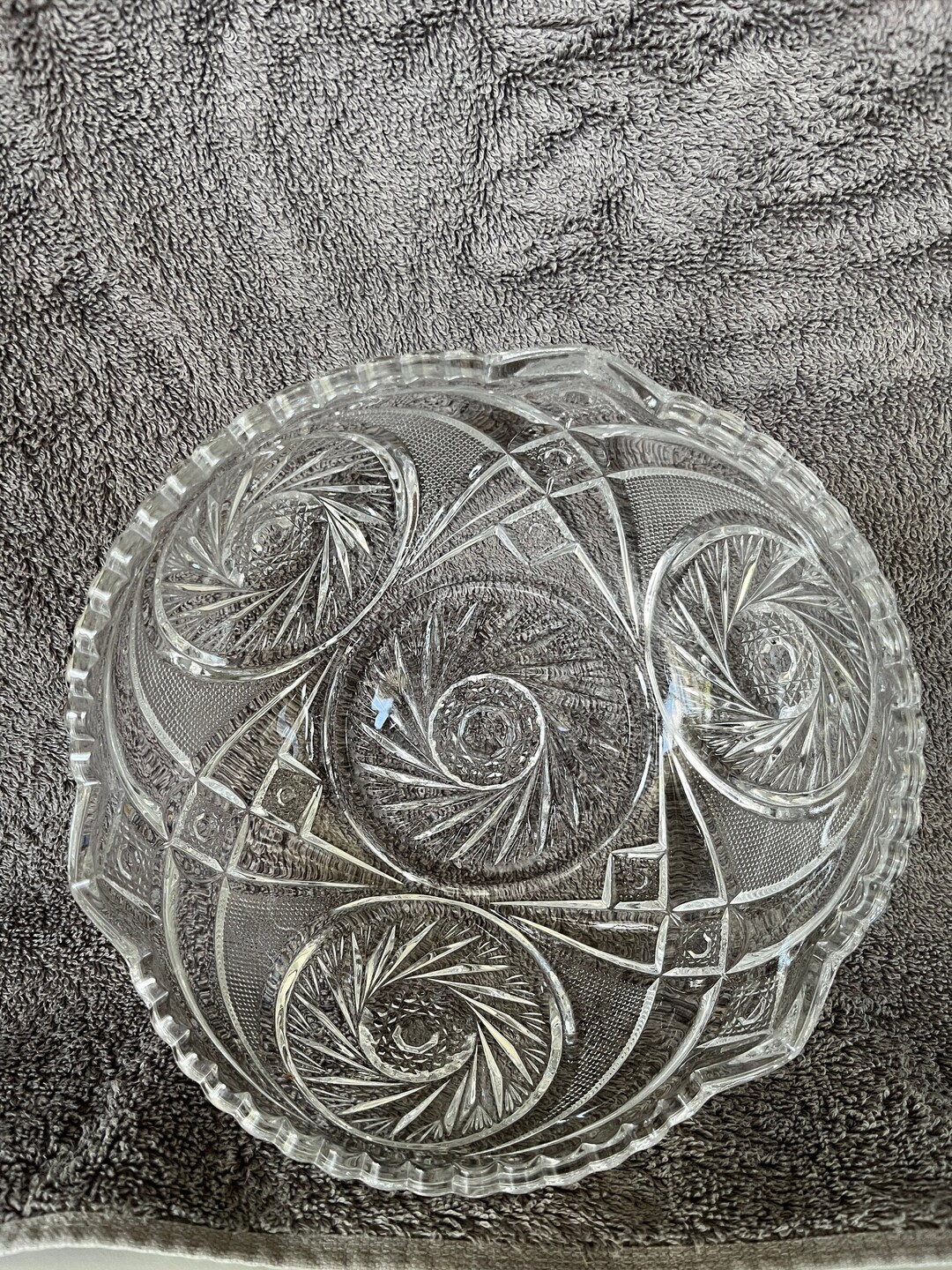 Vintage Mckee Glass Aztec Pattern Clear Pressed Glass Candy or Nut Dish ...