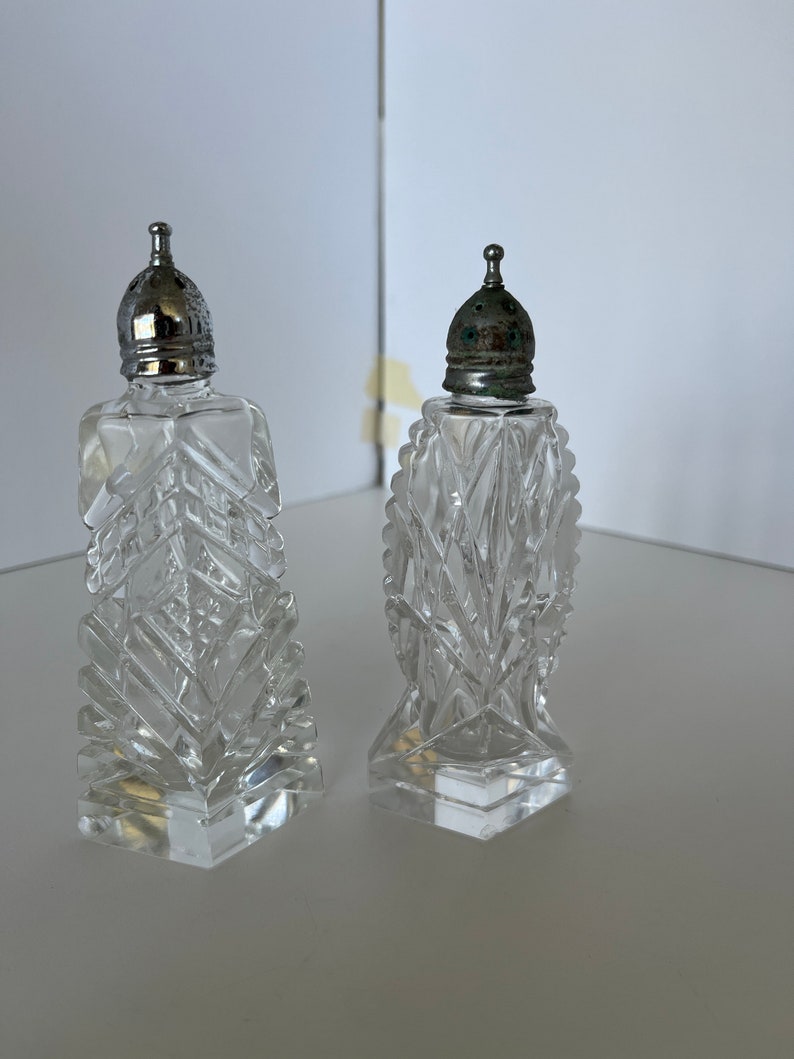 Vintage Crystal Salt & Pepper Shakers/vintage Crystal Cut Glass ...