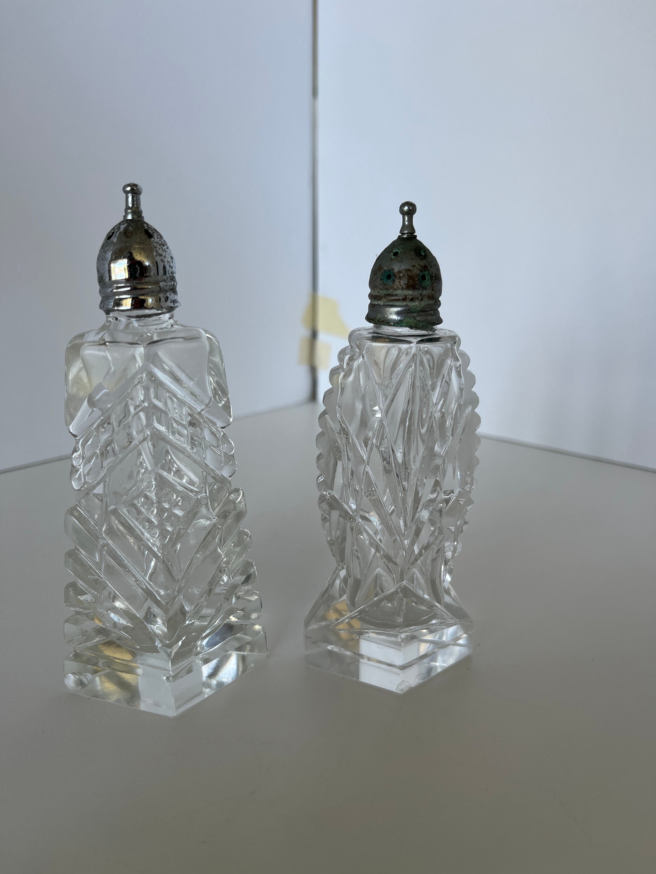 Vintage Crystal Salt And Pepper Shakers