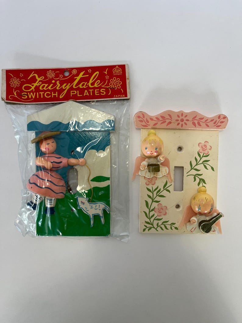 1960s Vintage Fairytale Wood Light Switch Plate/hand Painted/nursery ...