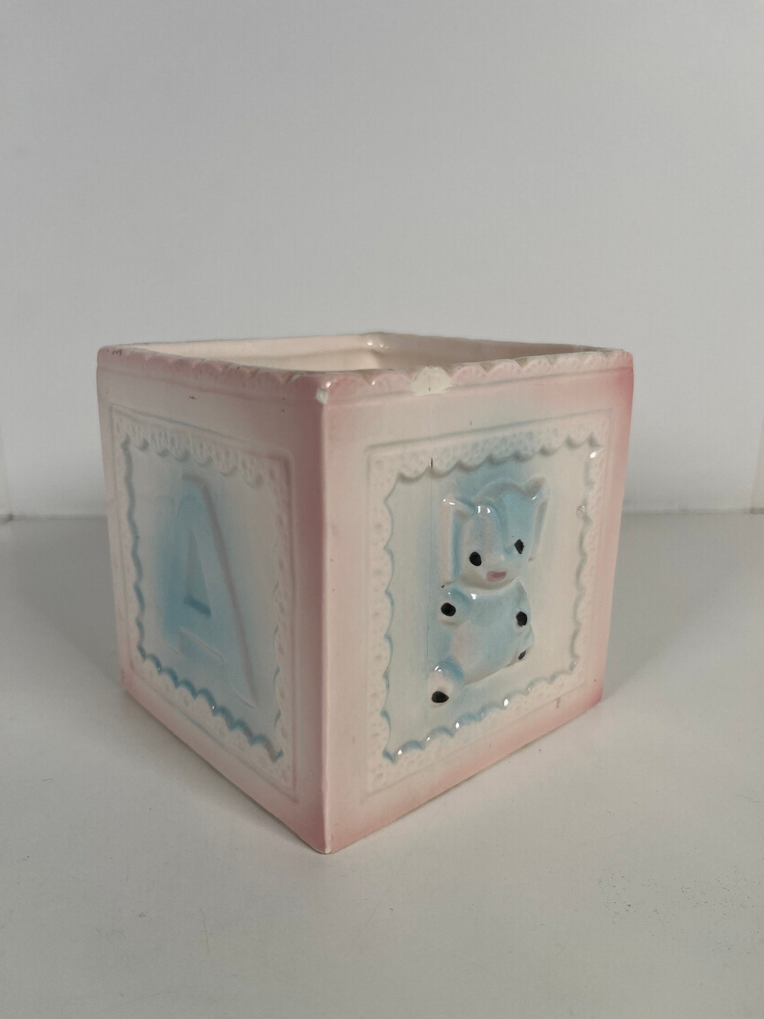 Baby Block Ceramic Planter/vintage Baby Decor/baby Shower/new Born Gift ...