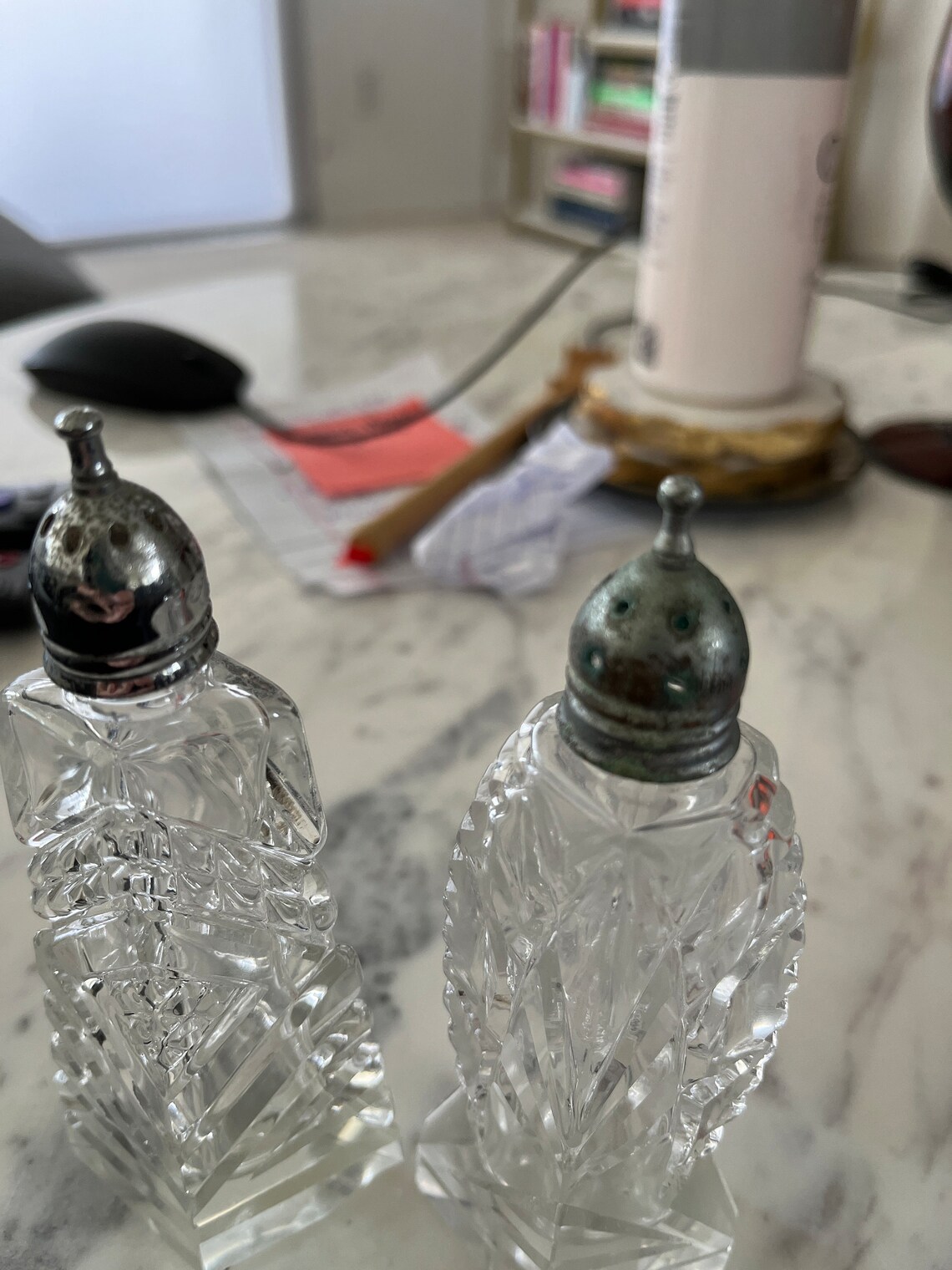 Vintage Crystal Salt & Pepper Shakers/vintage Crystal Cut Glass ...
