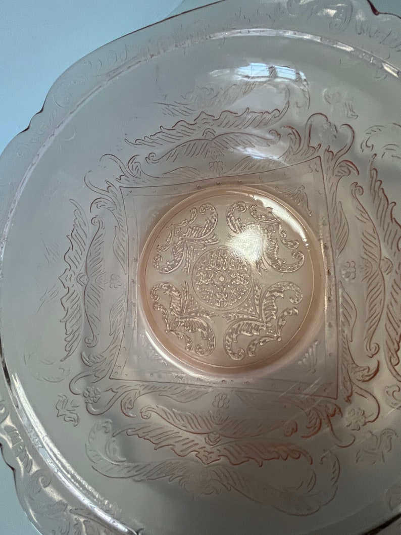 Large and Deep Pink Depression Glass Bowl in the Madrid Pattern by ...