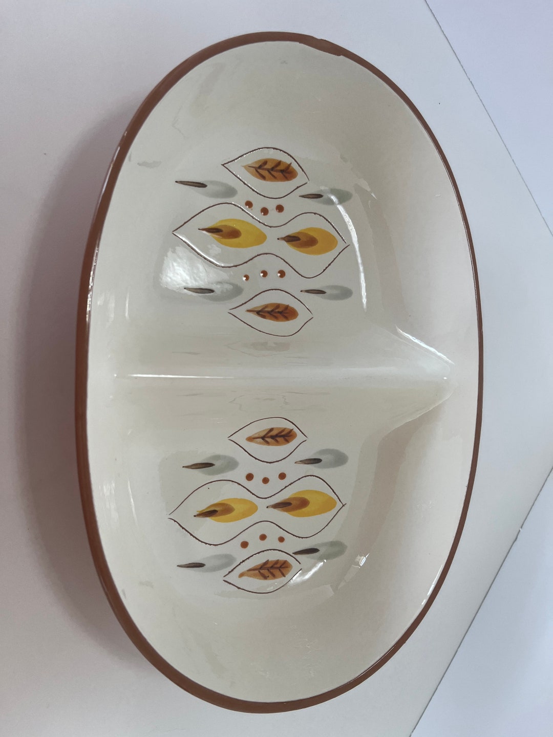 Stangl Pottery Amber Glo Large Oval Divided Dish/vegetable - Etsy