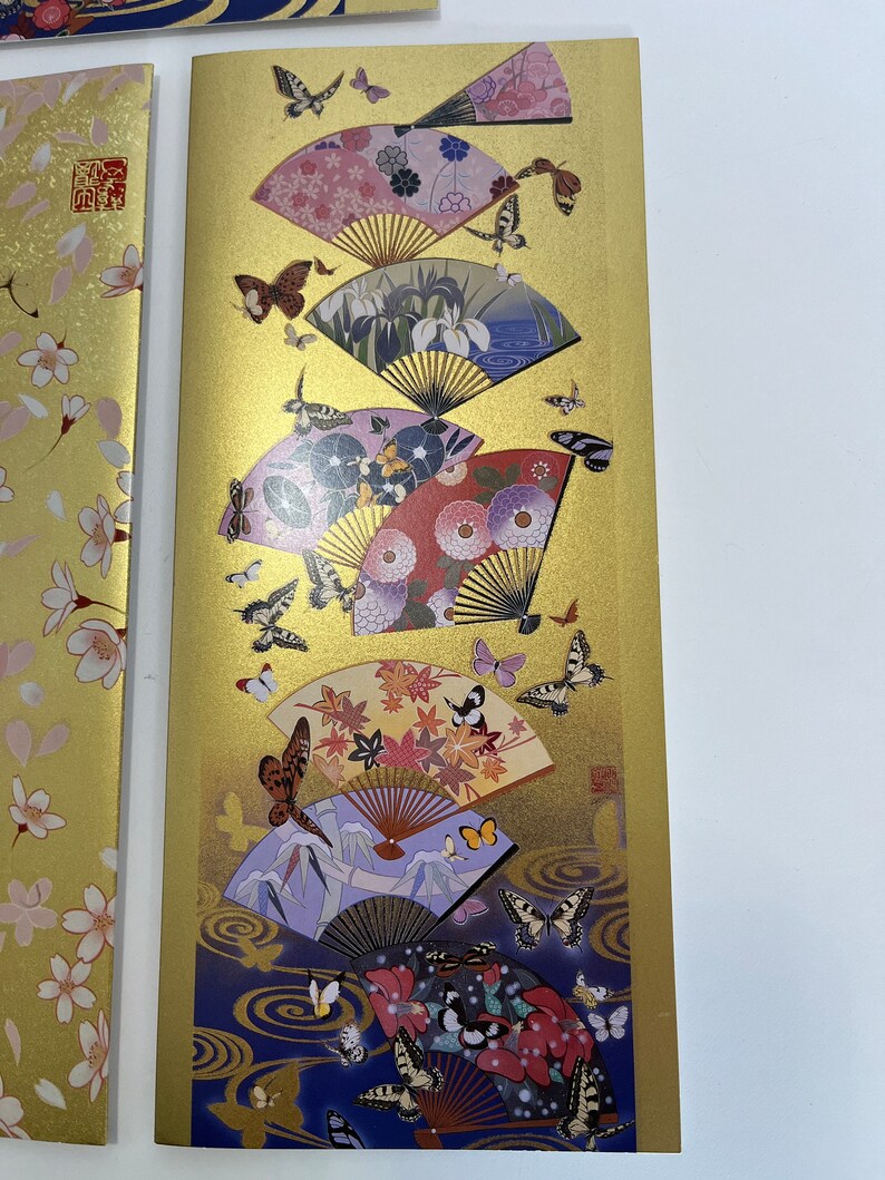 Set of 4 Vintage Papyrus Folded Notecards-japanese Spring Water Garden ...