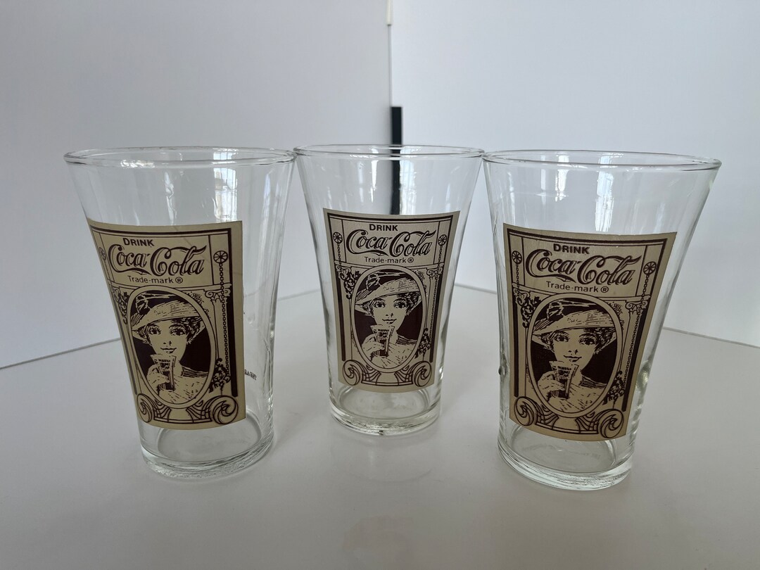 Lot of 3 Coca-cola Reproduction Victorian Soda Fountain Glasses/vintage ...