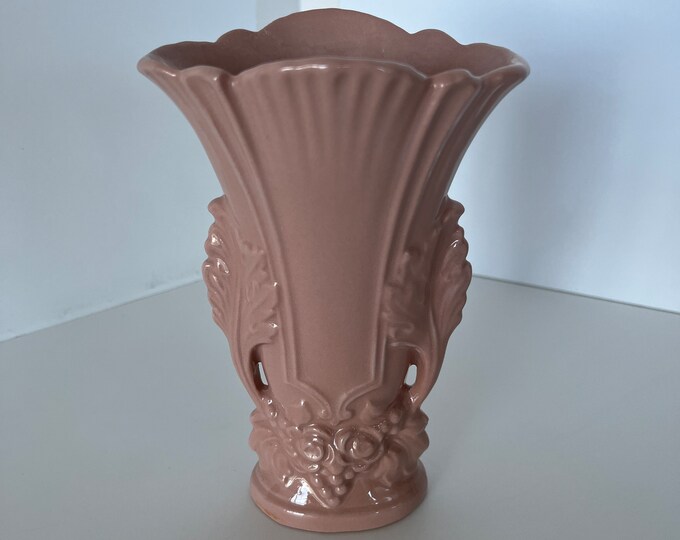 Vintage Art Deco Pink Pottery Flared Rim Flower Vase/tulip Shaped/pink ...