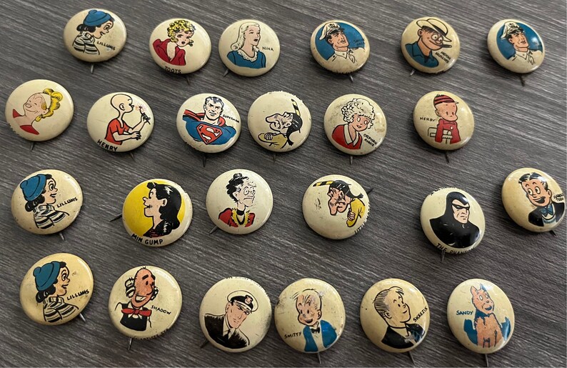 Vintage Kelloggs 1945 PEP Comic Strip Pin Back Buttons - Etsy