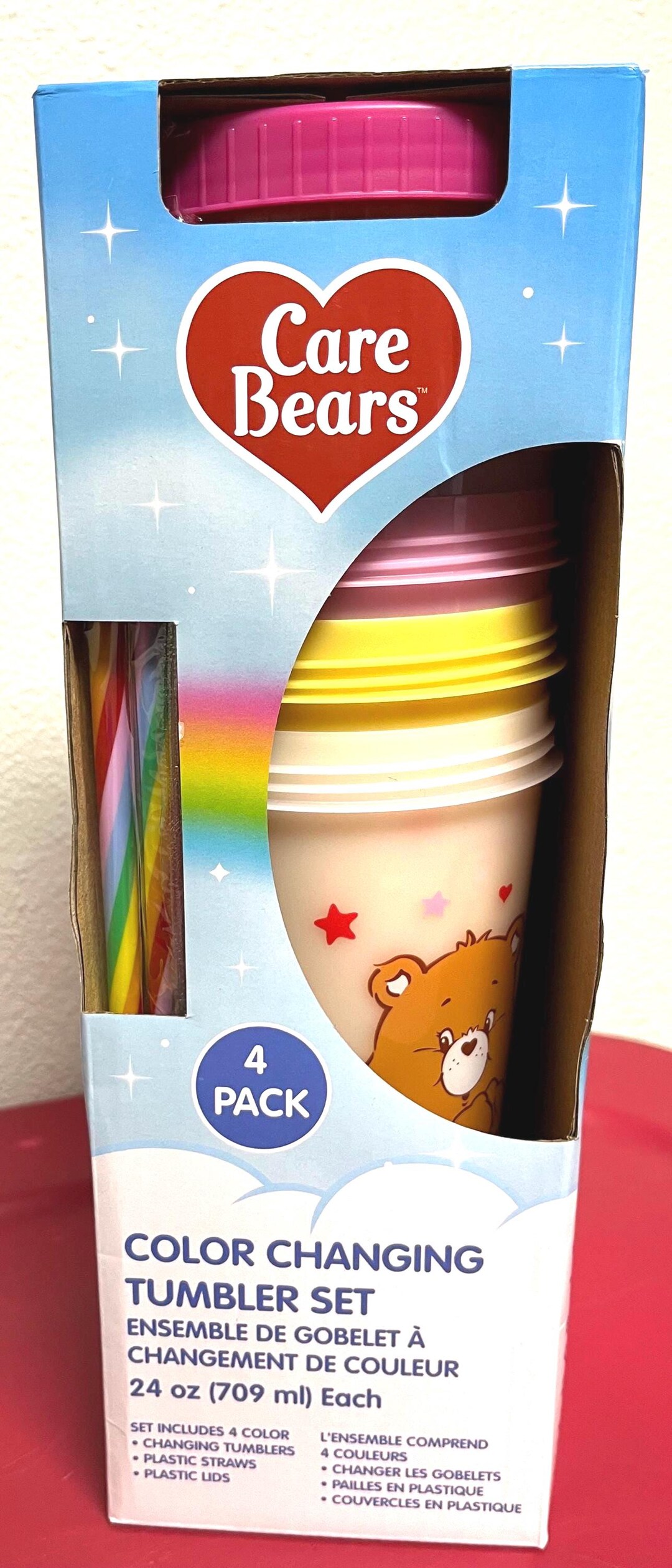 Care Bears Tall Tumblr Set With Straw and Lid 4pc Color Changing ...