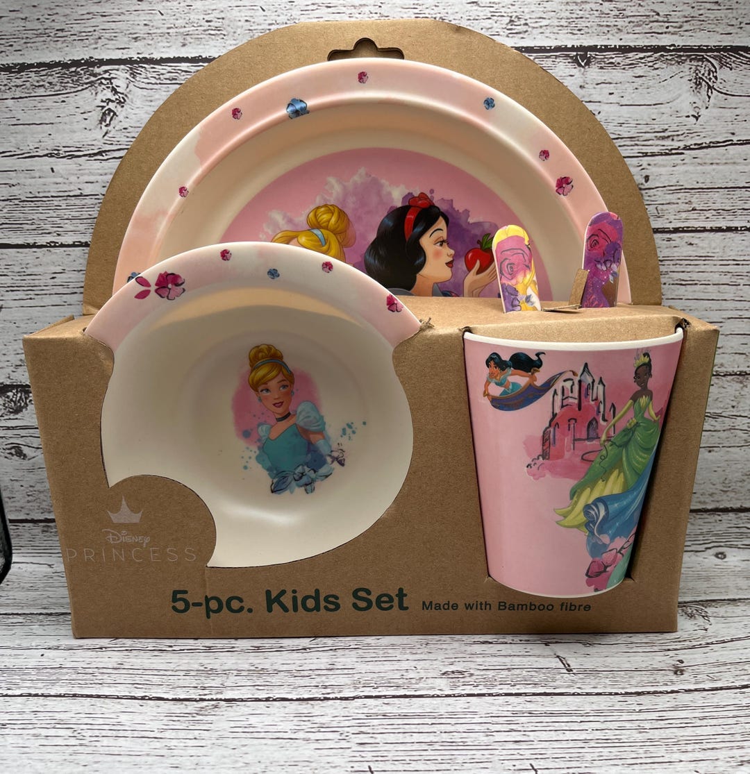 Disney Princess Kids Dinner Plate Bundle 5pc Set Kids Dinnerware - Etsy