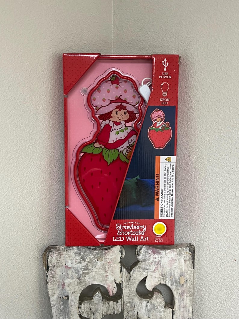 Strawberry Shortcake Neon Lamp: Kids Night Light Wall Hanging - Etsy