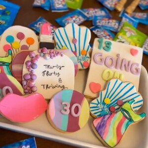 Custom 30th Birthday Sugar Cookies, Thirty Flirty and Thriving Cookies ...