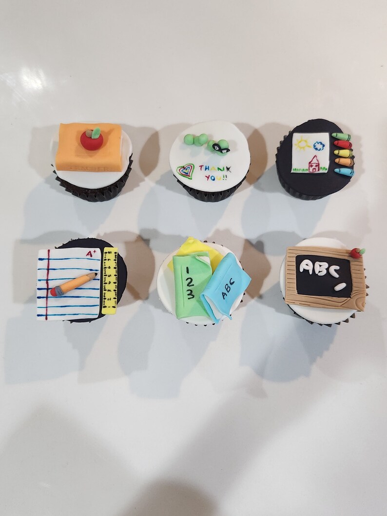 Back to School Fondant Cupcake Toppers Teacher Fondant - Etsy