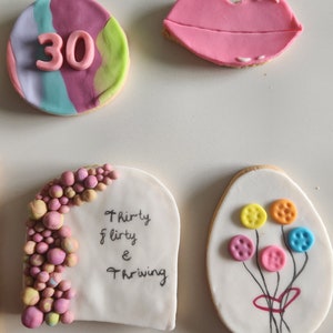 Custom 30th Birthday Sugar Cookies, Thirty Flirty and Thriving Cookies ...