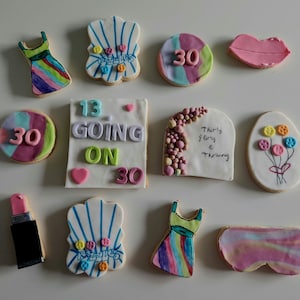 Custom 30th Birthday Sugar Cookies, Thirty Flirty and Thriving Cookies ...