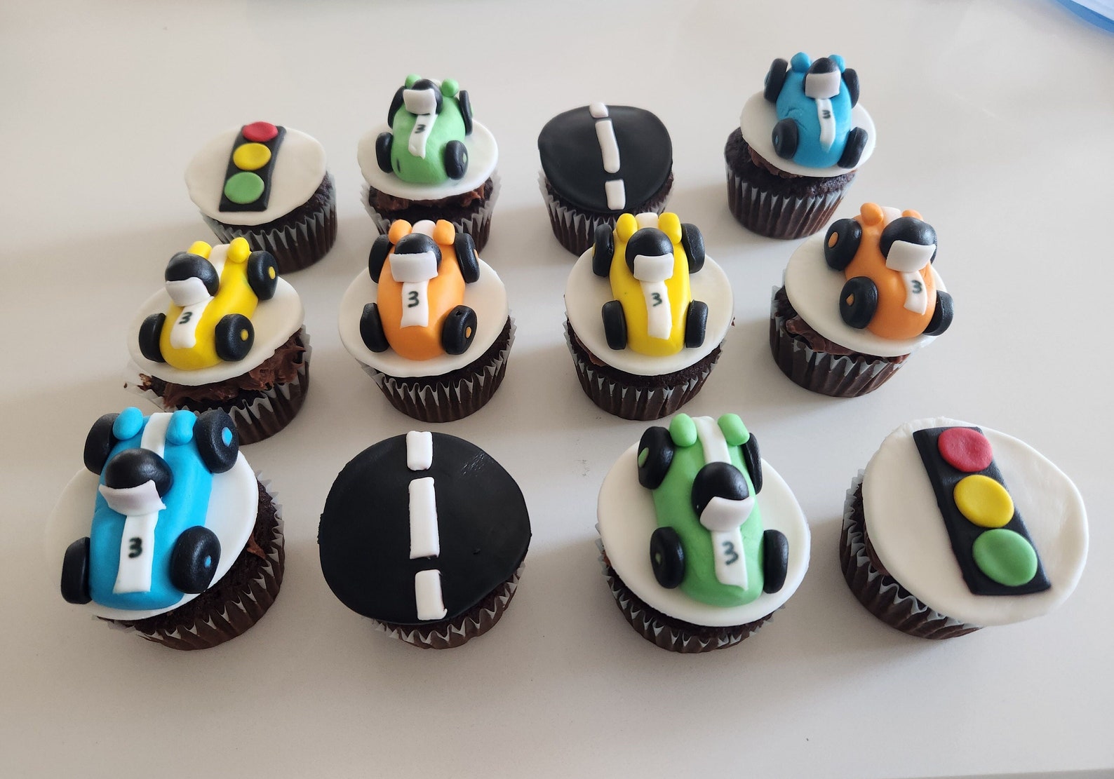Race Car Theme Fondant Cupcake Toppers, Race Car Birthday, Ready Set Go ...