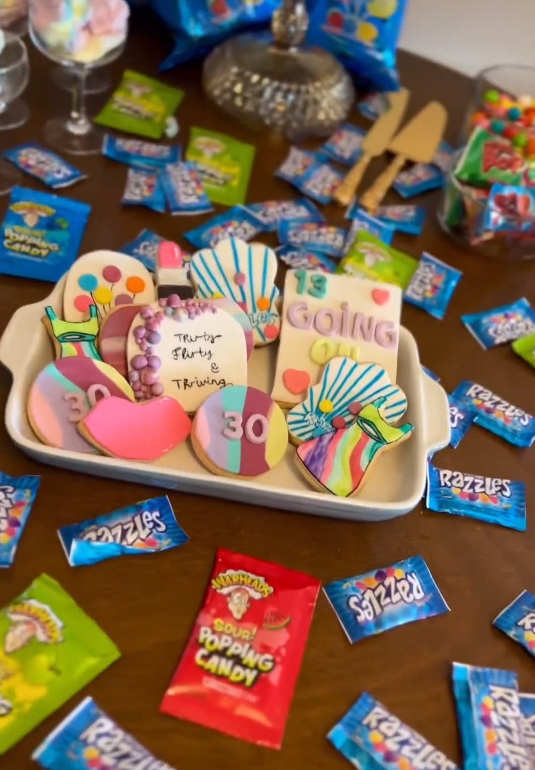 Custom 30th Birthday Sugar Cookies, Thirty Flirty and Thriving Cookies ...