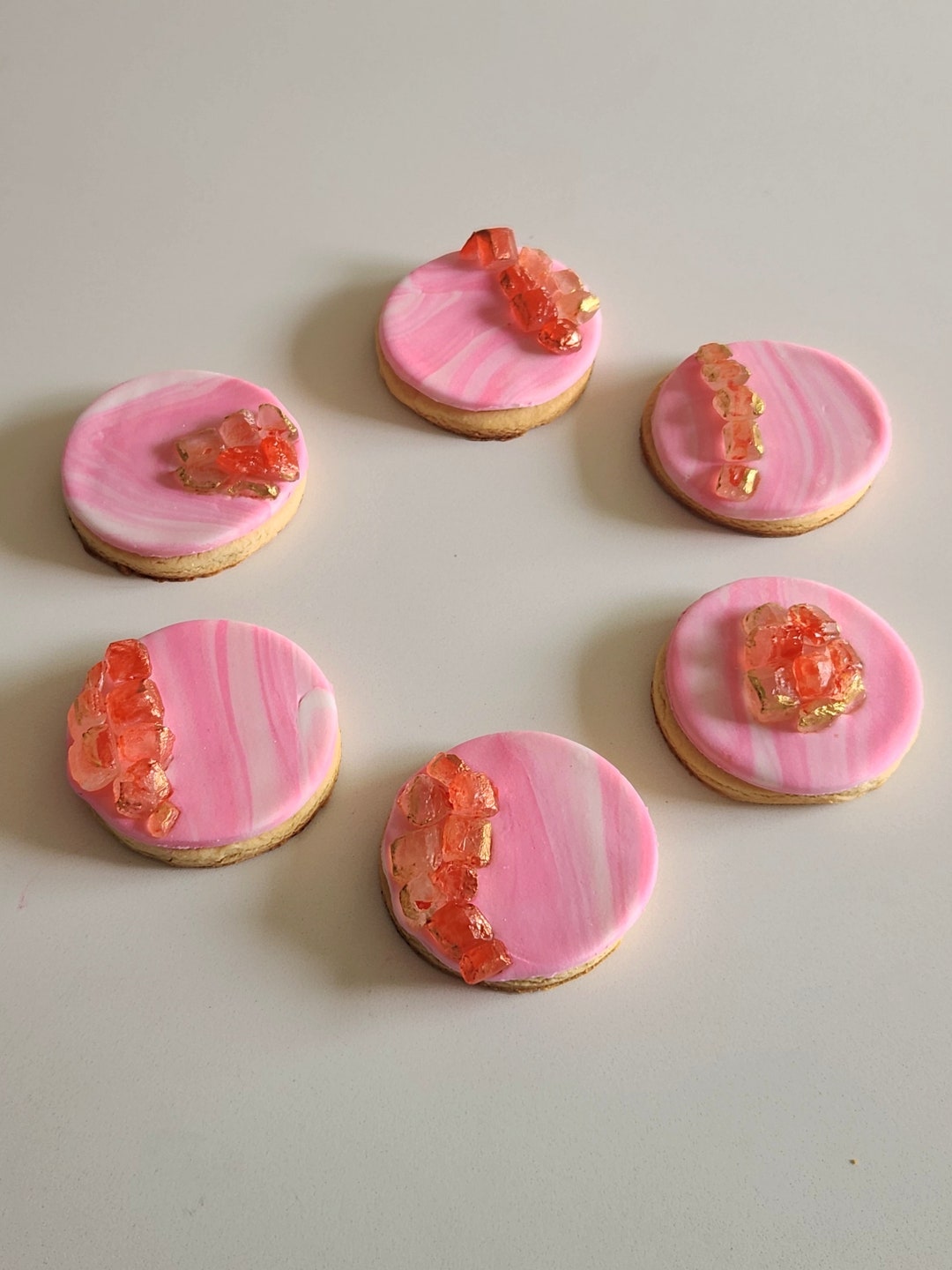 Geode Fondant Cookies, Pink Marble Fondant Cookies, Pink Geode Sugar ...