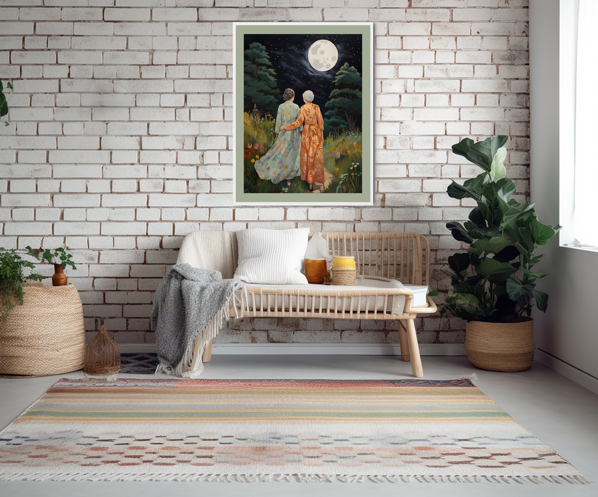 WALL CANVAS Wrap Walking Each Other Home, Spiritual Journey Women ...