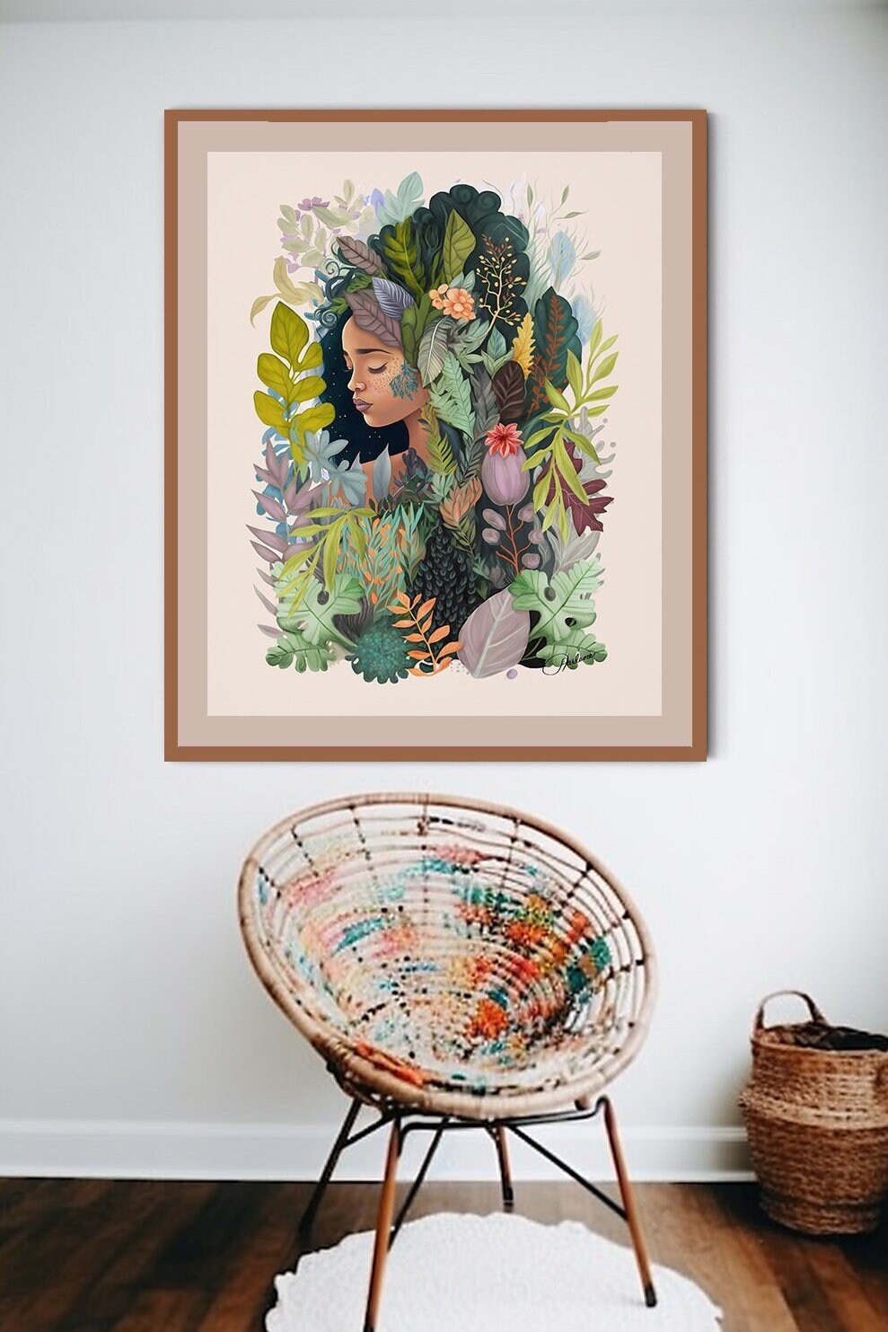 Canvas Botanical Woman Portrait, Modern Art, Floral Feminist Wall Art ...