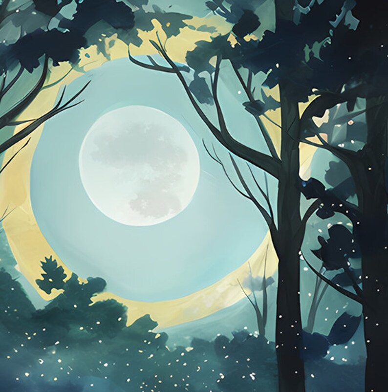 Magical Full Moon Spiritual Women Art, Modern Wall Art, Feminist Art ...