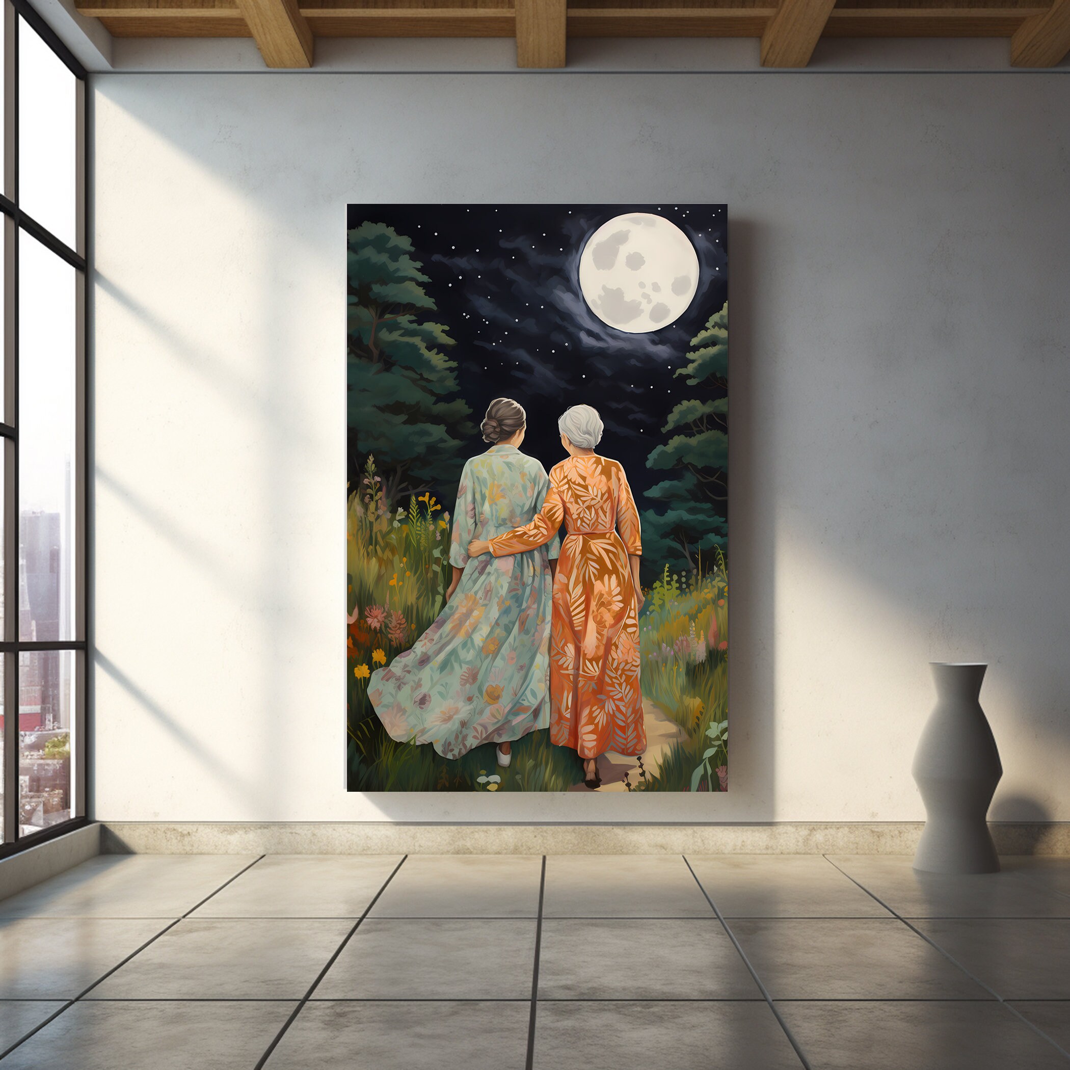 WALL CANVAS Wrap Walking Each Other Home, Spiritual Journey Women ...