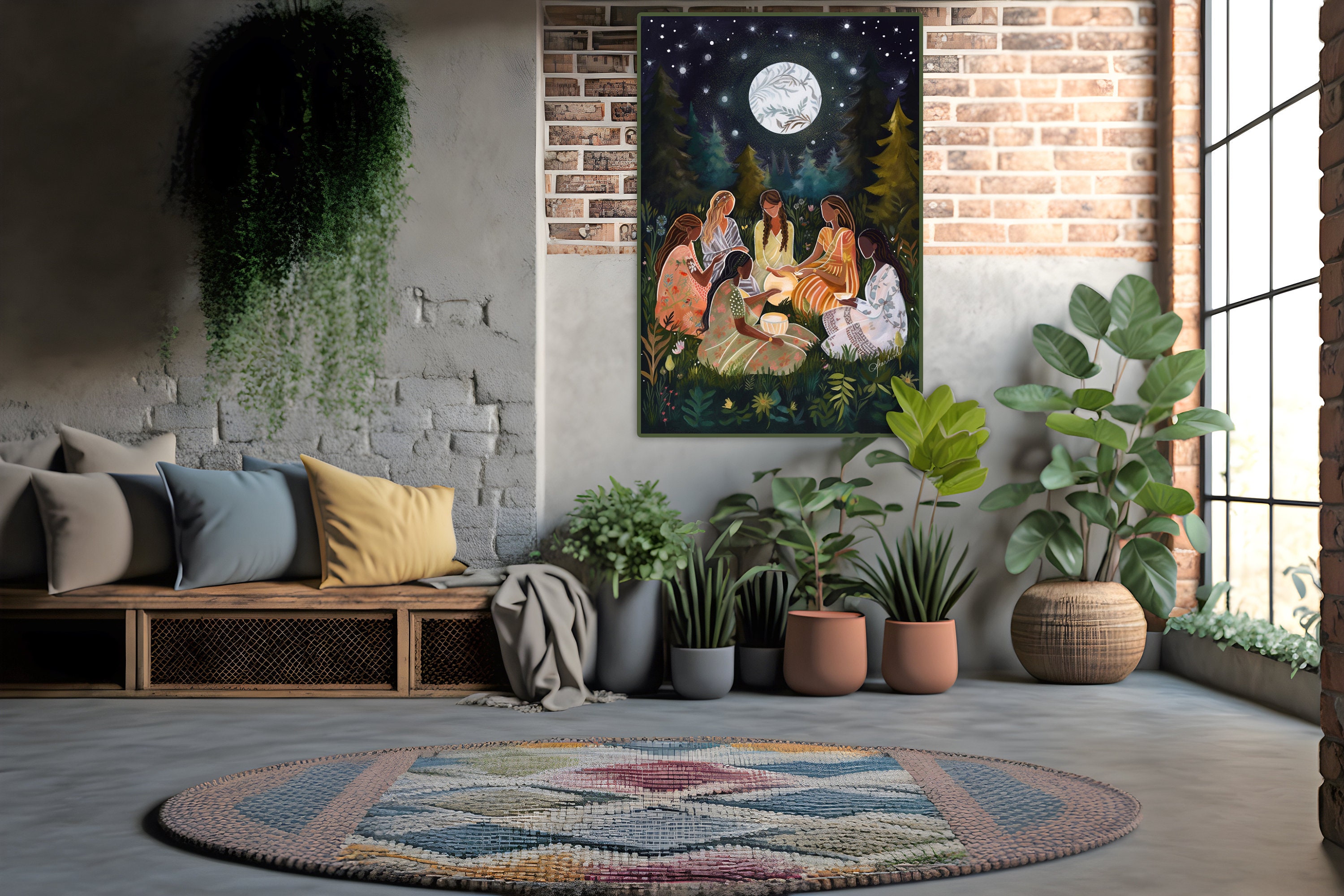 Womanhood Spiritual Moon Art Print, Modern Feminist Wall Art, Diversity ...