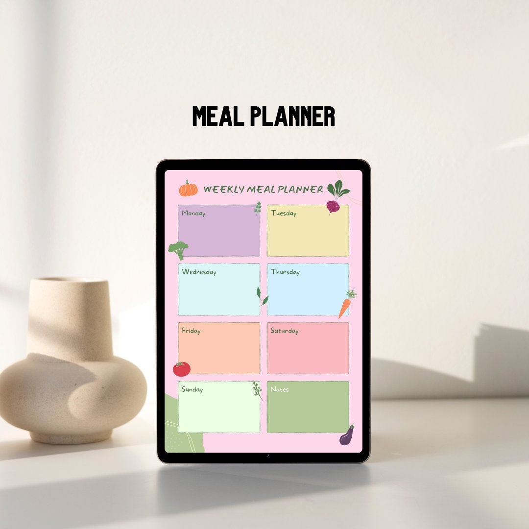 Meal Prep Planner, Food Diary, Digital, Meal Tracker, Meal Planner ...