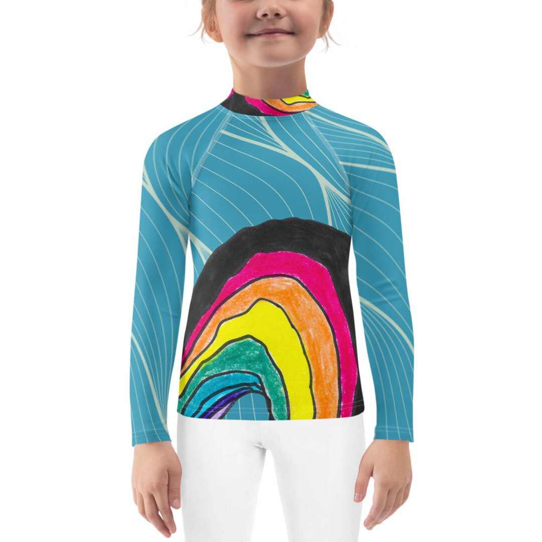 Kids Rash Guard. Rainbow Design is a Hand-drawn Illustration Made by a ...